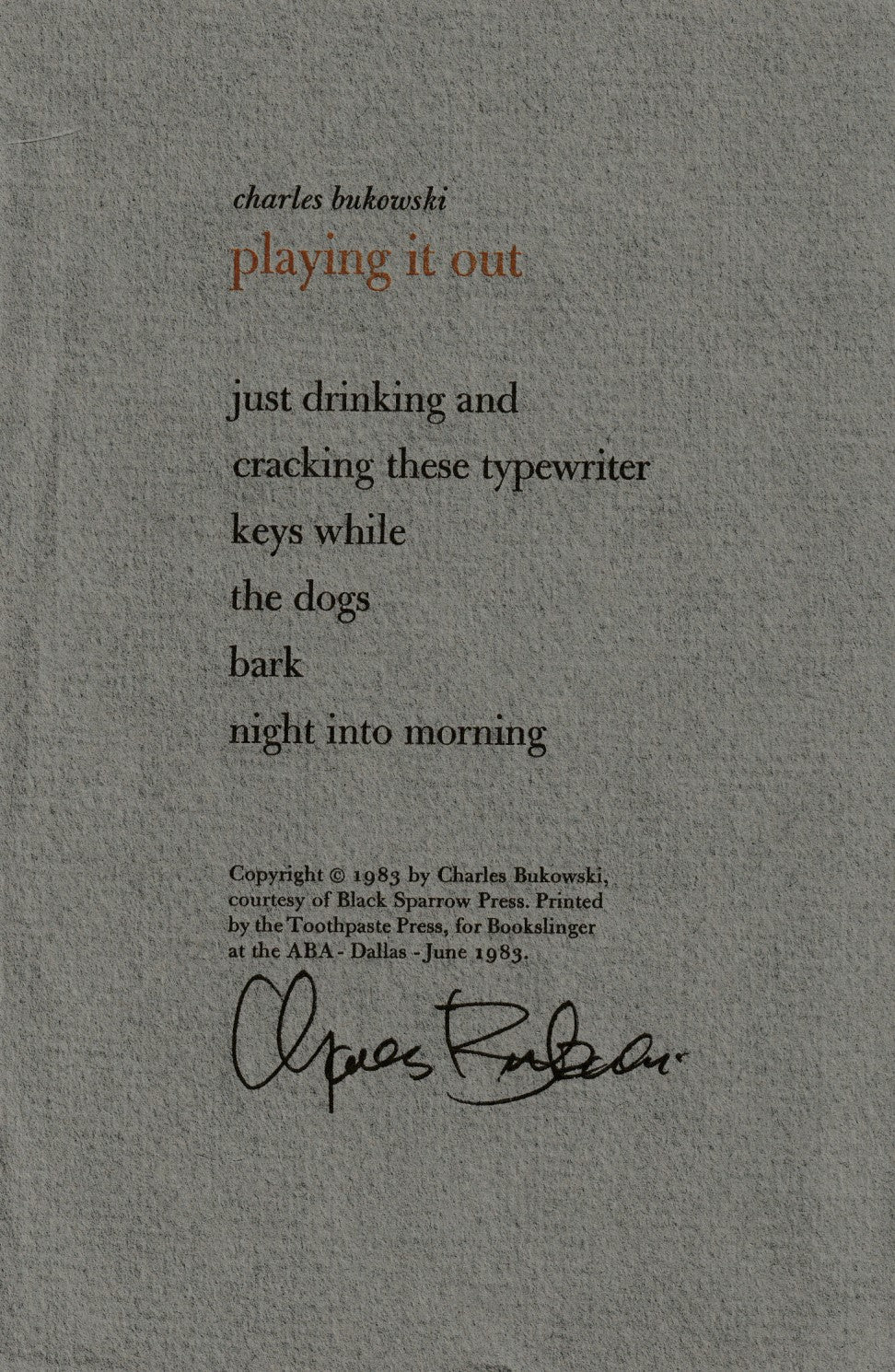 Signed Works by Charles Bukowski – The Buk Shop